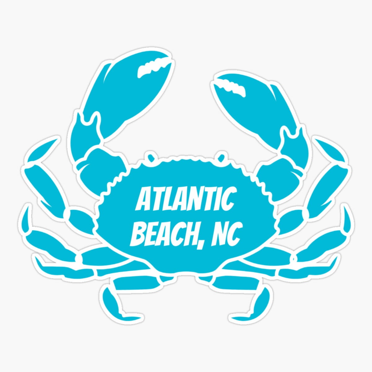 Maneki Atlantic Beach North Carolina Crab Sticker, Phone Decal Water ...