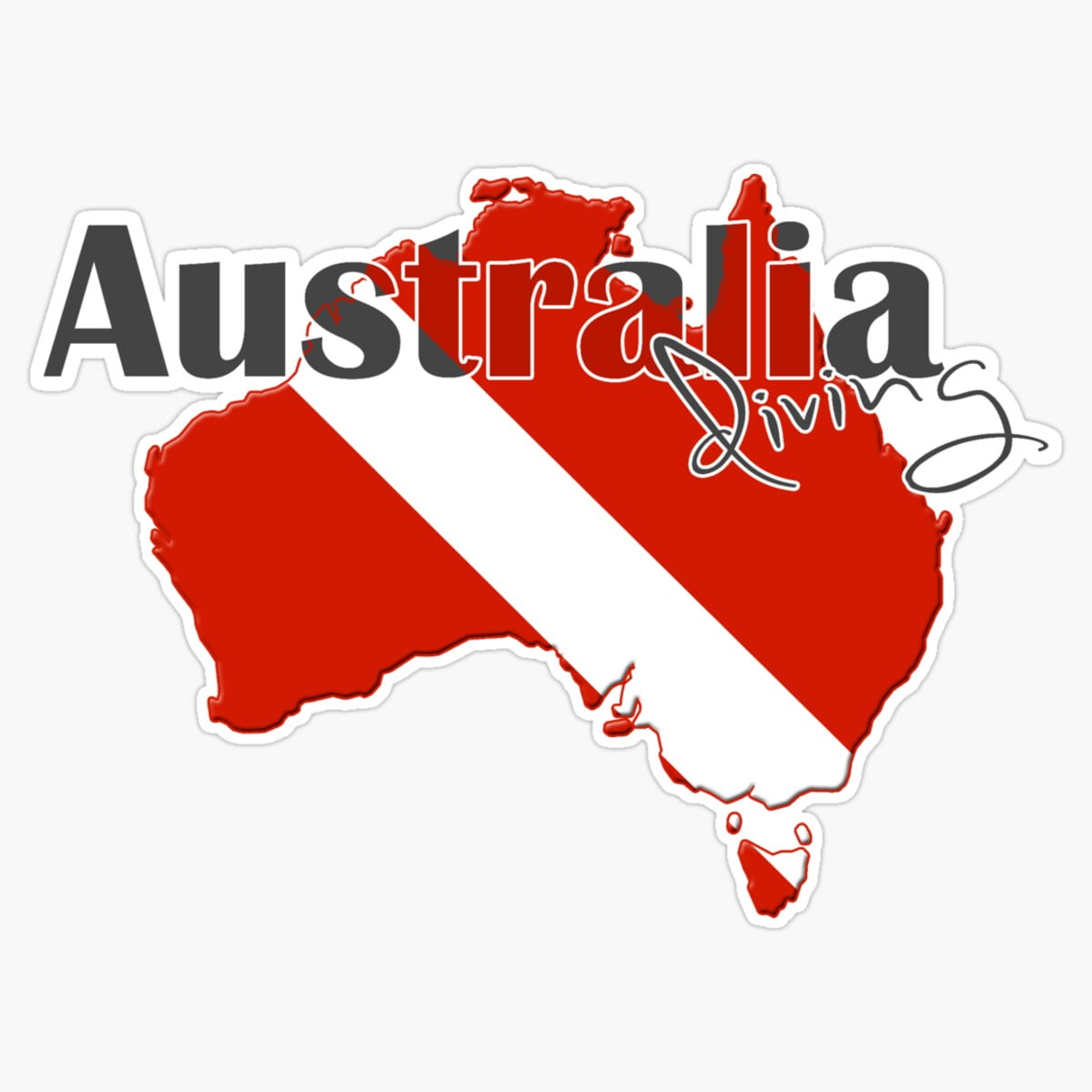 Maneki Australia Diving Diver Flag Map Er, Phone Decal Water Bottle ...