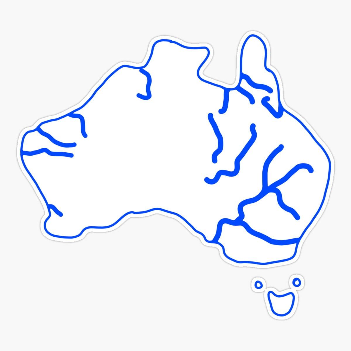 Maneki Australia River Map Sticker, Phone Decal Water Bottle Stickers ...