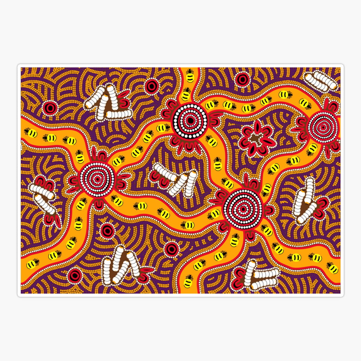 Maneki Authentic Aboriginal Art - Witchetty Grub Er, Phone Decal Water ...