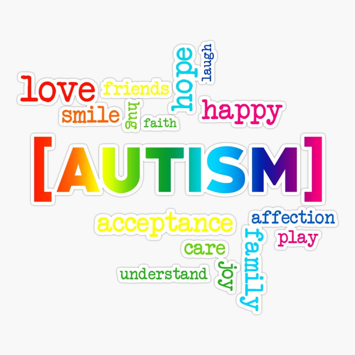 Maneki Autism Acceptance Colorful Words Er, Phone Decal Water Bottle ...