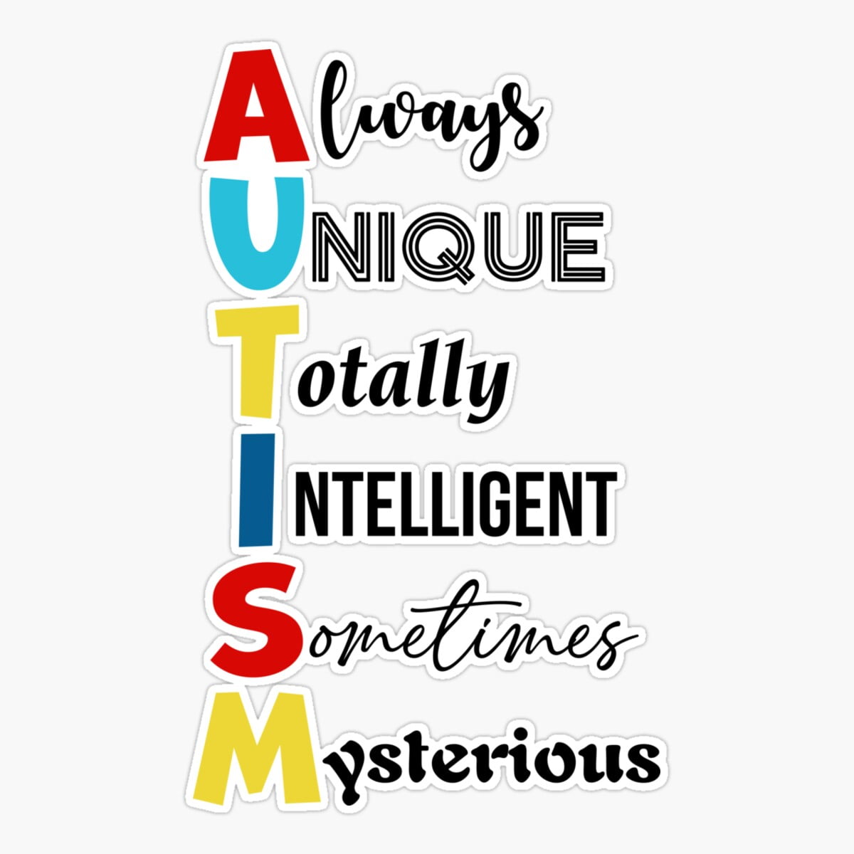 Maneki Autism Acronym: Positive Attributes Tee Er, Phone Decal Water ...