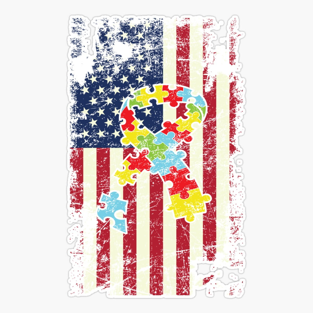 Maneki Autism Awareness American Flag Puzzle Piece Ribbon Er, Phone ...