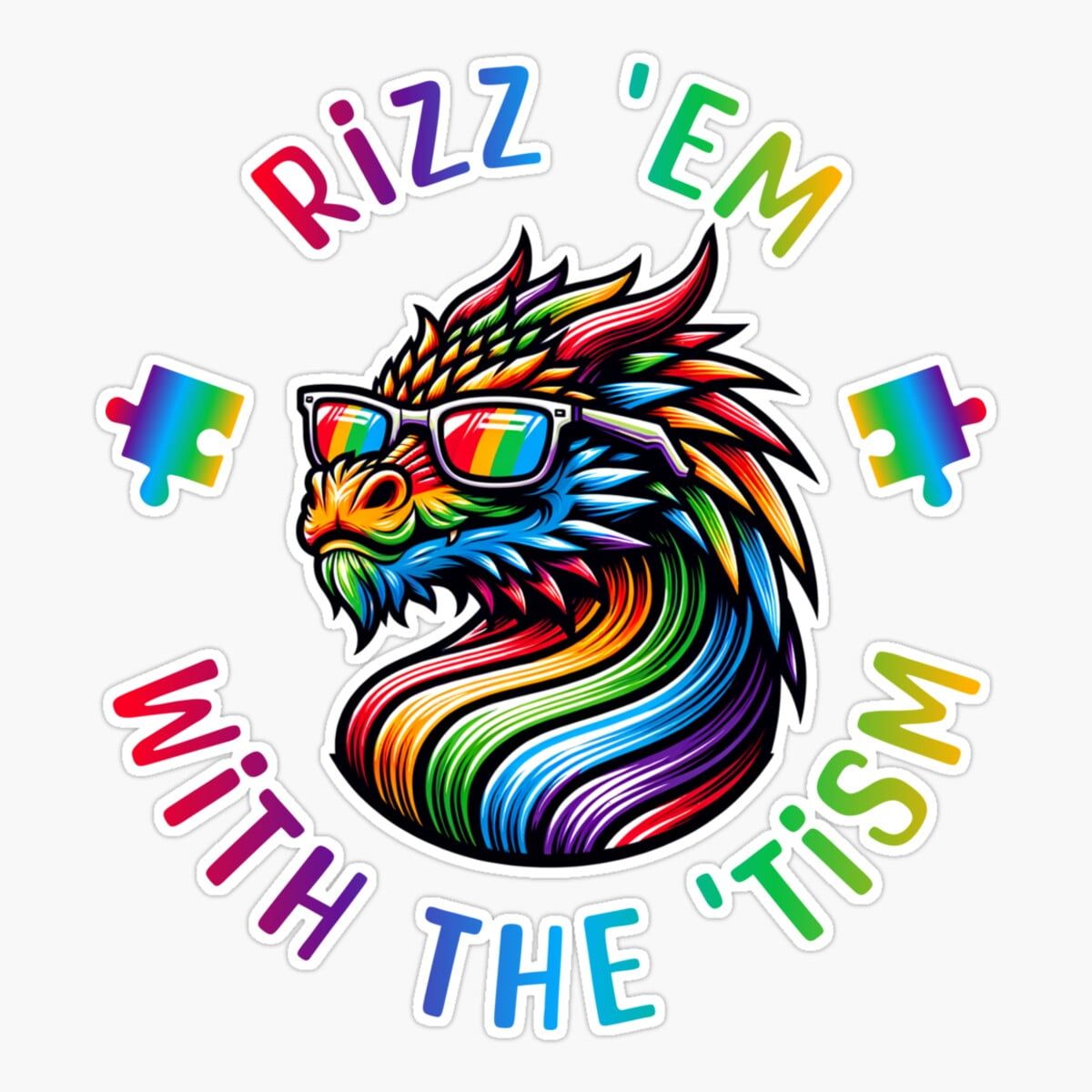 Maneki Autism Awareness Dragon Rizz Em With The Tism Er, Phone Decal ...