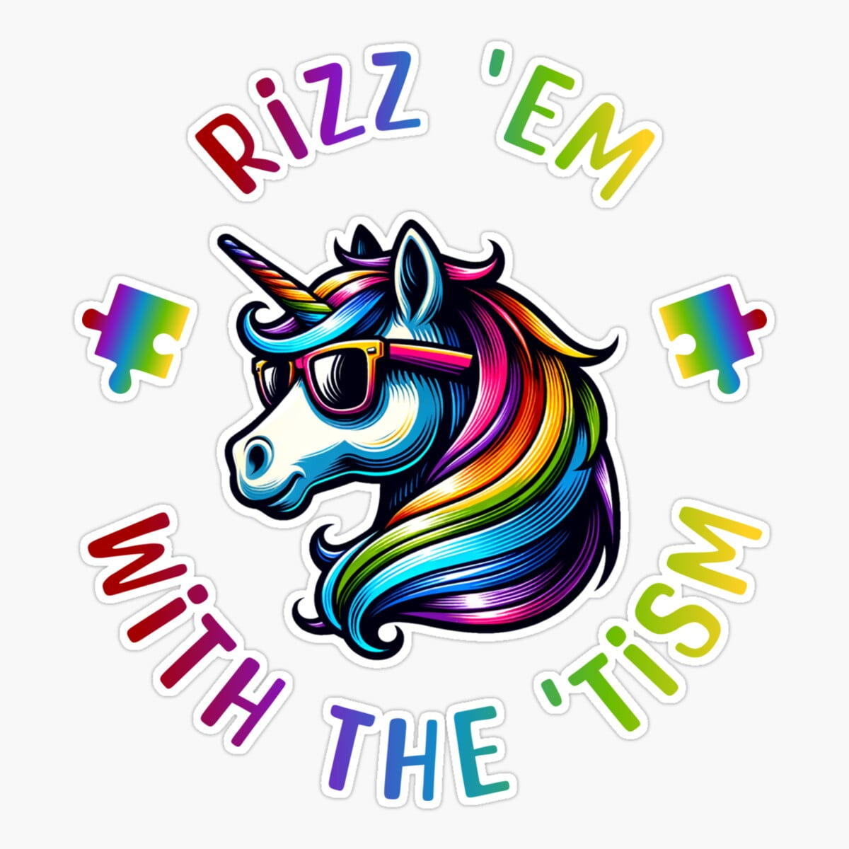 Maneki Autism Awareness Unicorn Rizz Em With The Tism Er, Phone Decal ...