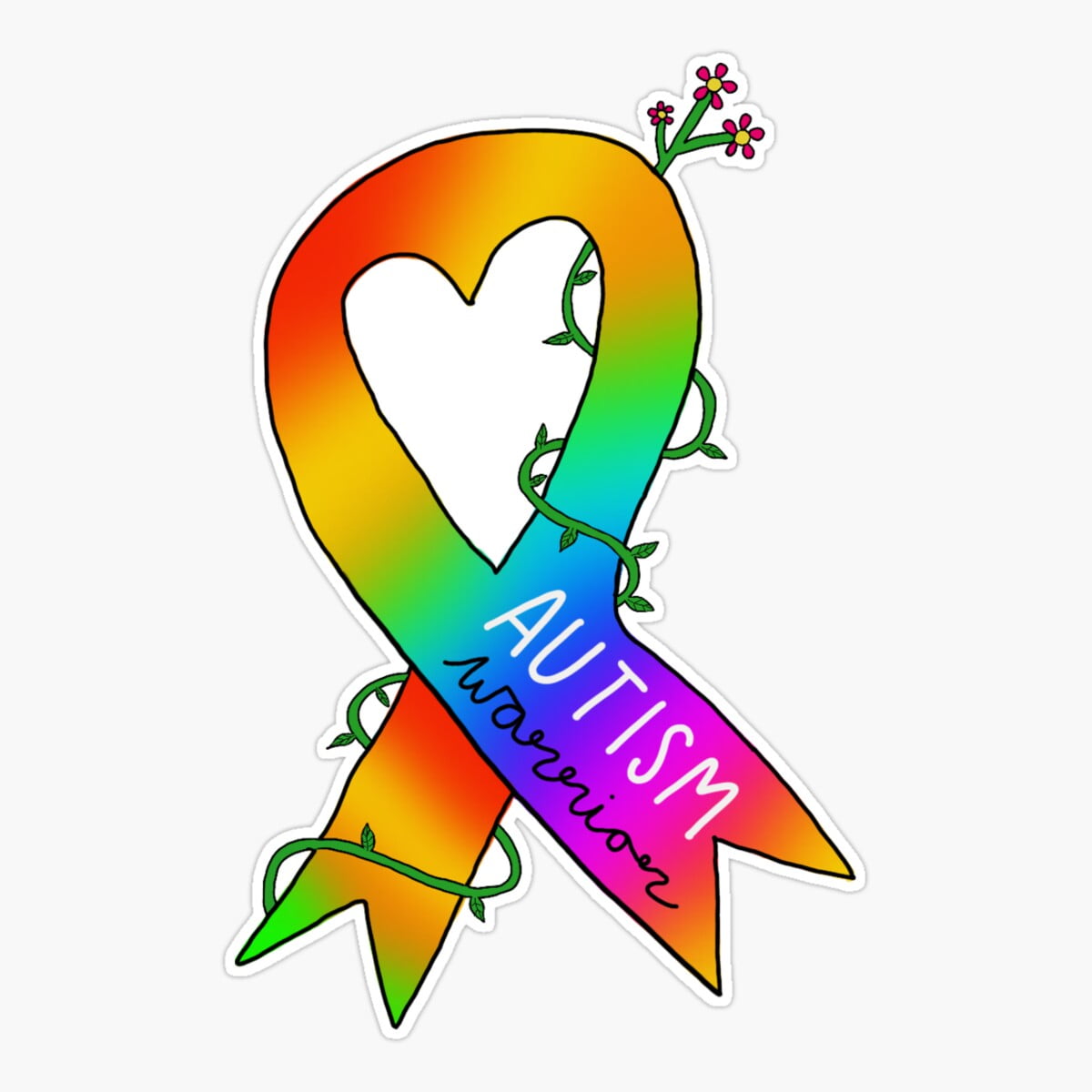 Maneki Autism Warrior Awareness Ribbon Er, Phone Decal Water Bottle ...