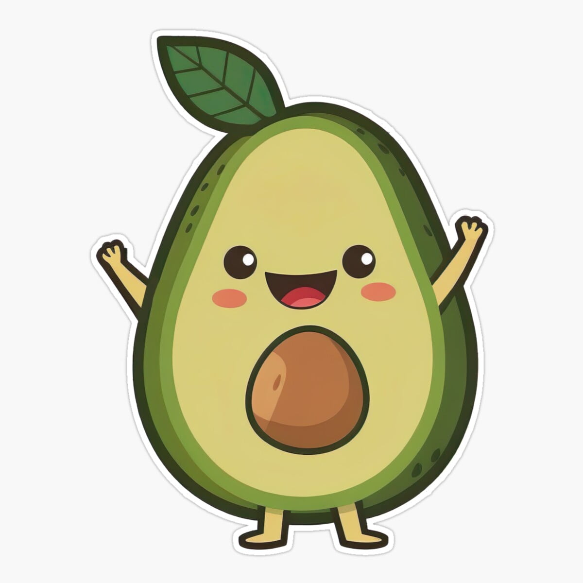 Maneki Avocado Kawaii Chibi Fruit Cute Healthy Hand Drawn Illustration ...