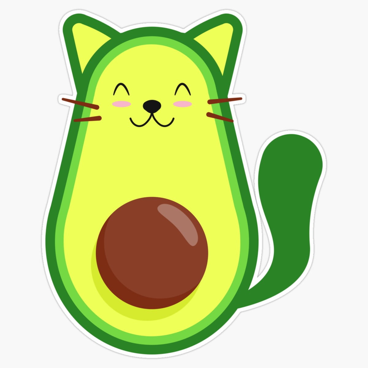 Maneki Avogato, Avocado Cat Er, Phone Decal Water Bottle Stickers Car ...