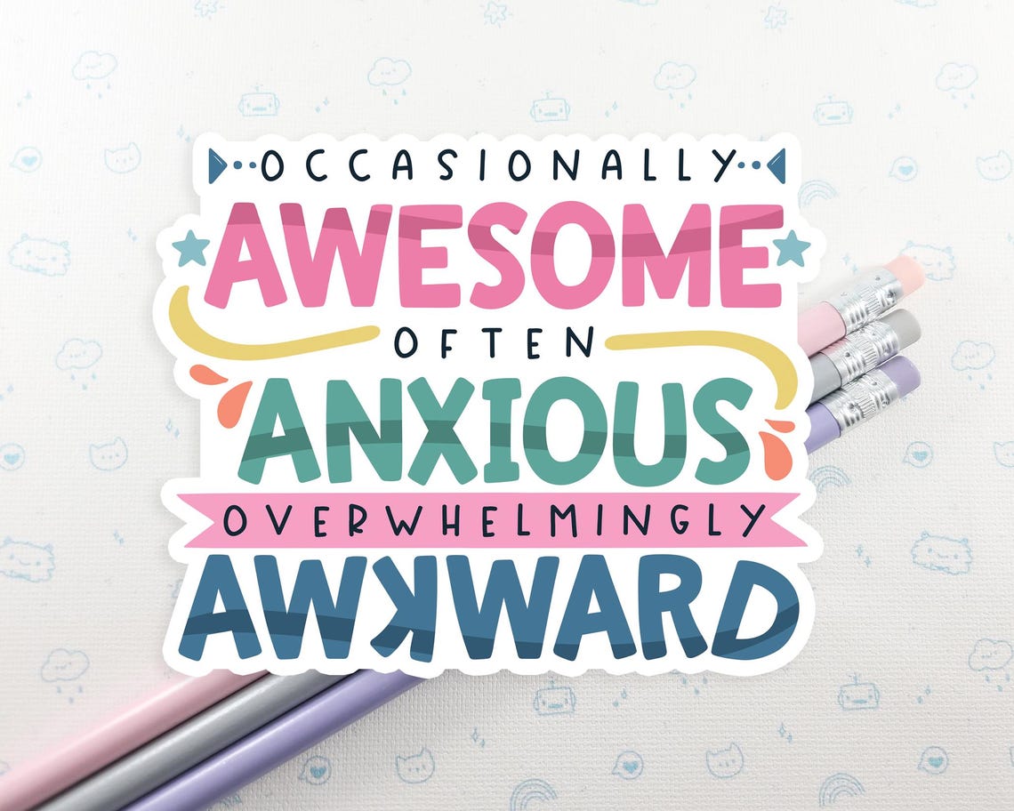 Maneki Awesome Anxious Awkward Er, Vinyl Ers, Laptop Decal, Encouraging ...
