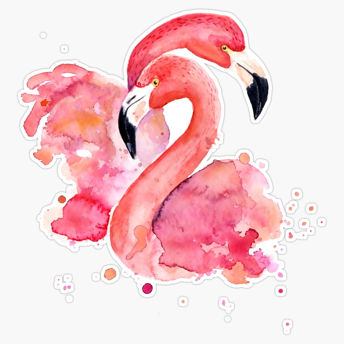 Maneki Awesome Pink Flamingo Watercolor Painting Of Loving Couple ...