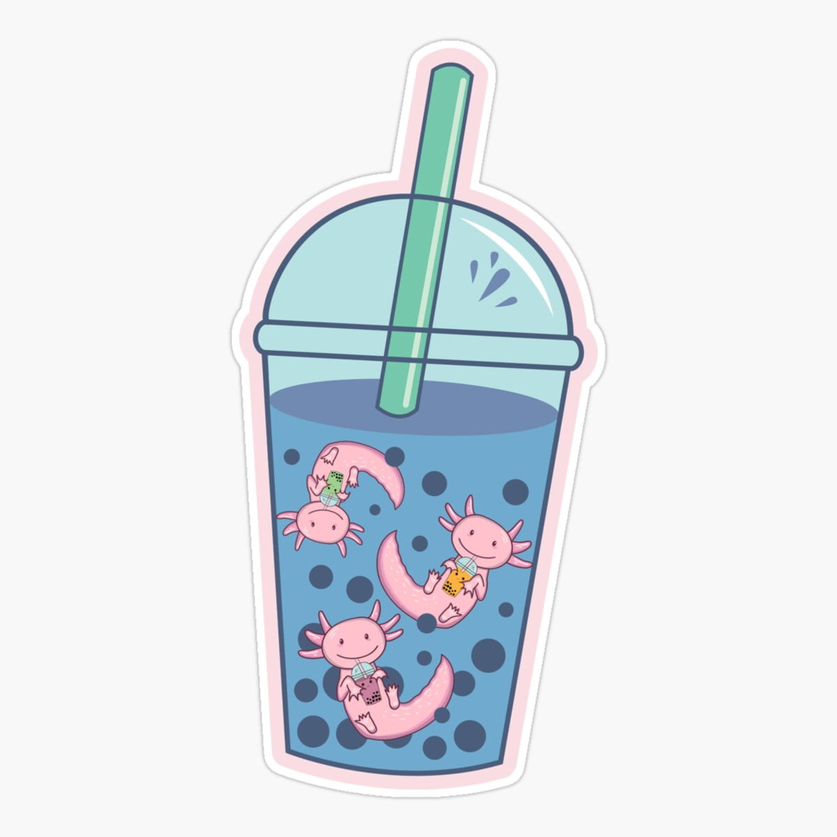 Maneki Axolotl Boba Tea Er, Phone Decal Water Bottle Stickers Car ...