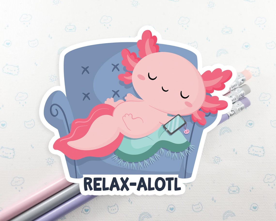Maneki Axolotl Er, Relax Axolotl Pun, Vinyl Ers, Laptop Decal, Axolotl ...
