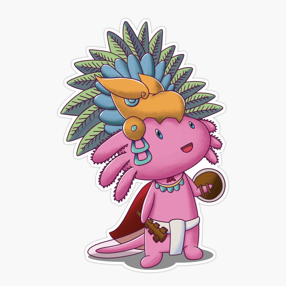 Maneki Axolotl Warrior Sticker, Phone Decal Water Bottle Stickers Car ...