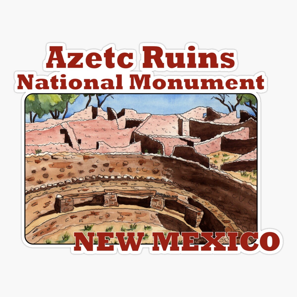 Maneki Aztec Ruins National Monument, New Mexico Sticker, Phone Decal ...