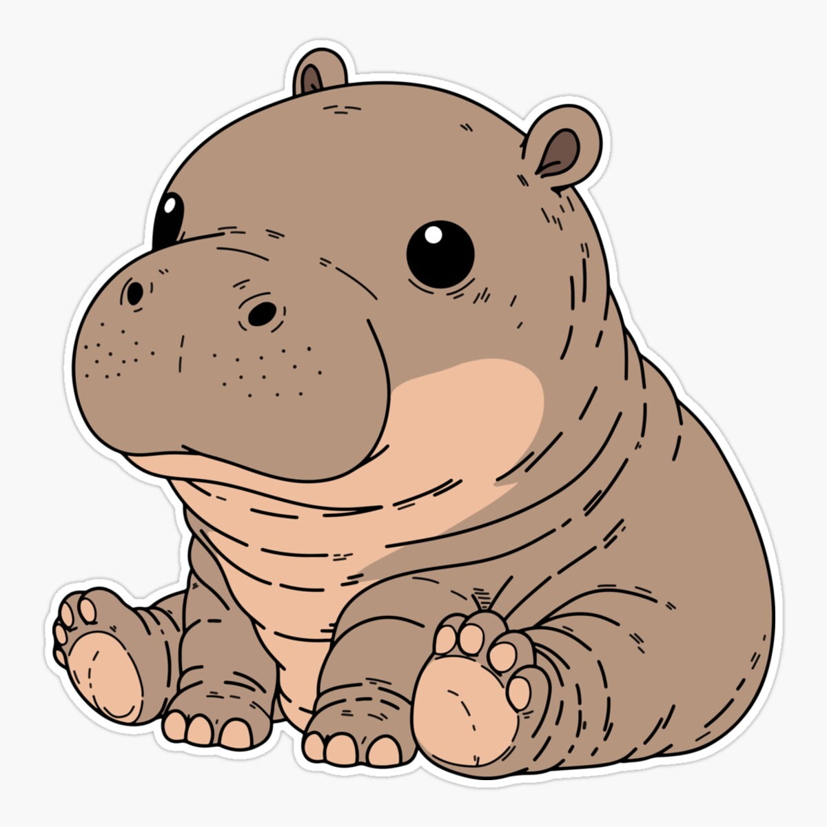 Maneki Baby Brown Hippo Er, Phone Decal Water Bottle Stickers Car ...