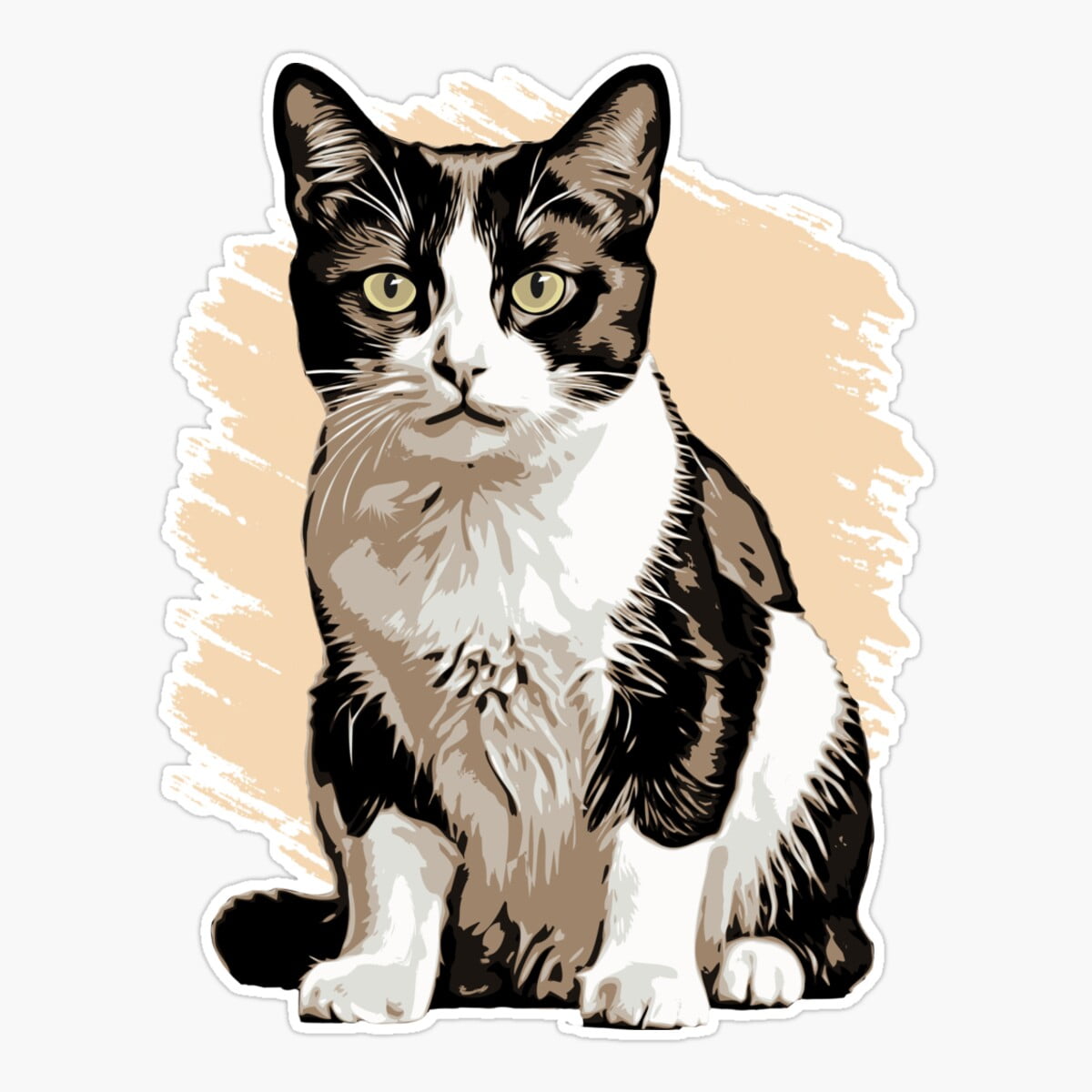 Maneki Baby Cat Curious Gaze, Black And White Charm Sticker, Phone ...