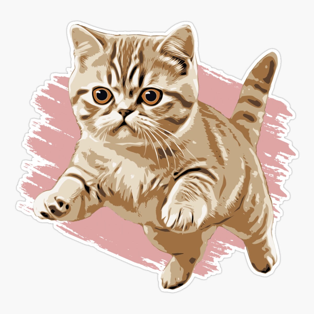 Maneki Baby Cat Lying Eline, So Vibrant Cute Cat Sticker, Phone Decal ...