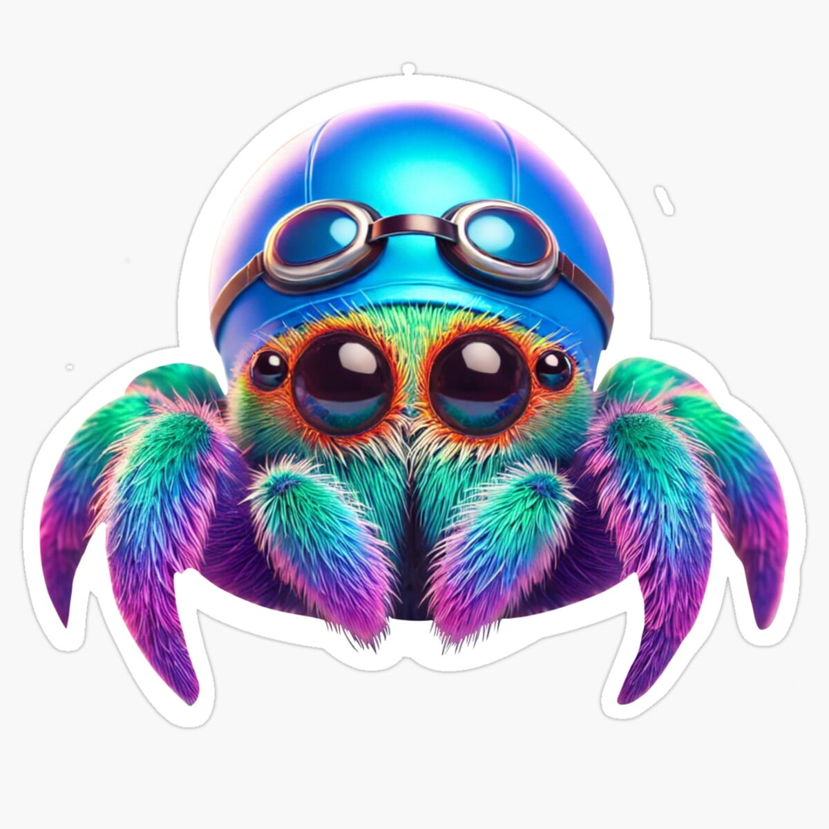 Maneki Baby Jumping Spider Sling Wearing A Swim Cap. Er, Phone Decal ...