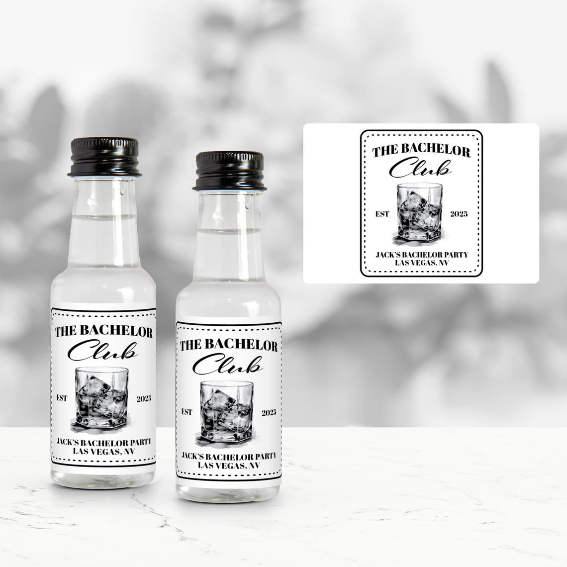 Maneki The Bachelor Club Mini Liquor Bottle Labels, Bachelor Party ...