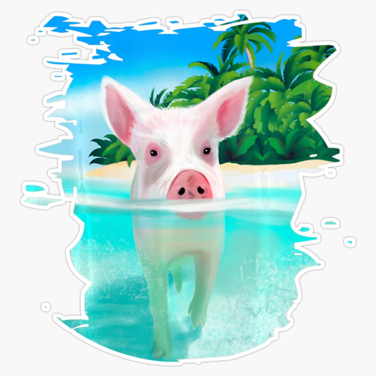 Maneki Bahamas Swimming Pigs Pig Swim Beach Holidays Er, Phone Decal ...