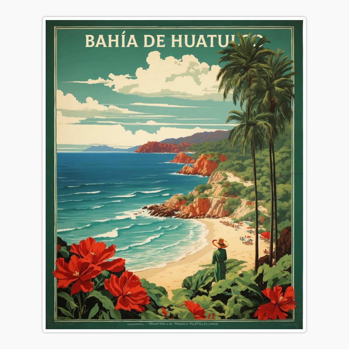 Maneki Bahia De Huatulco Oaxaca Mexico Vintage Travel Tourism Sticker ...