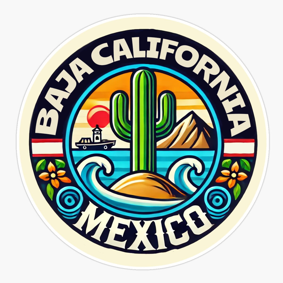 Maneki Baja Caliornia Mexico Sticker, Phone Decal Water Bottle Stickers ...