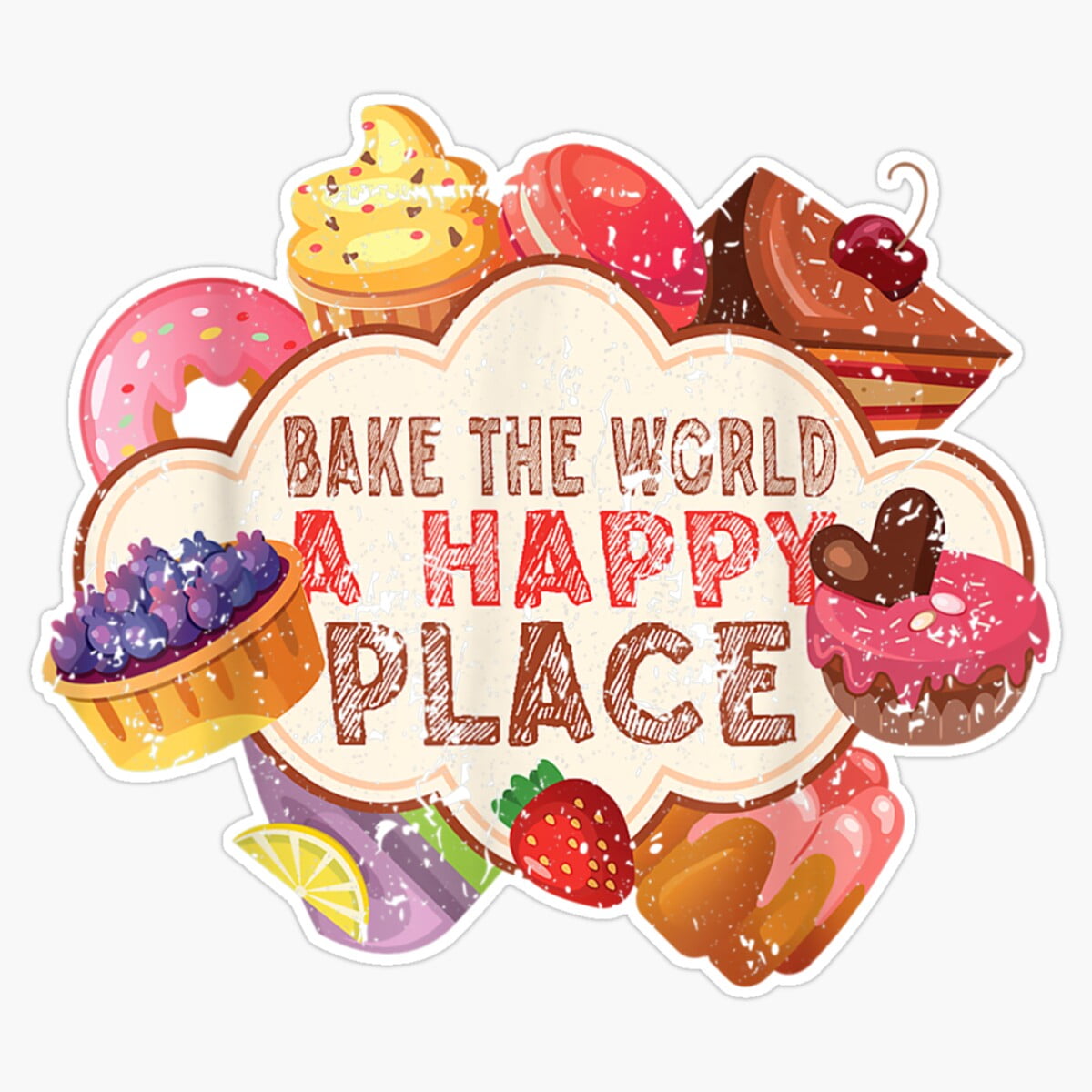 Maneki Bake World Happy Place Baking Baker Er, Phone Decal Water Bottle Stickers Car Decals ...
