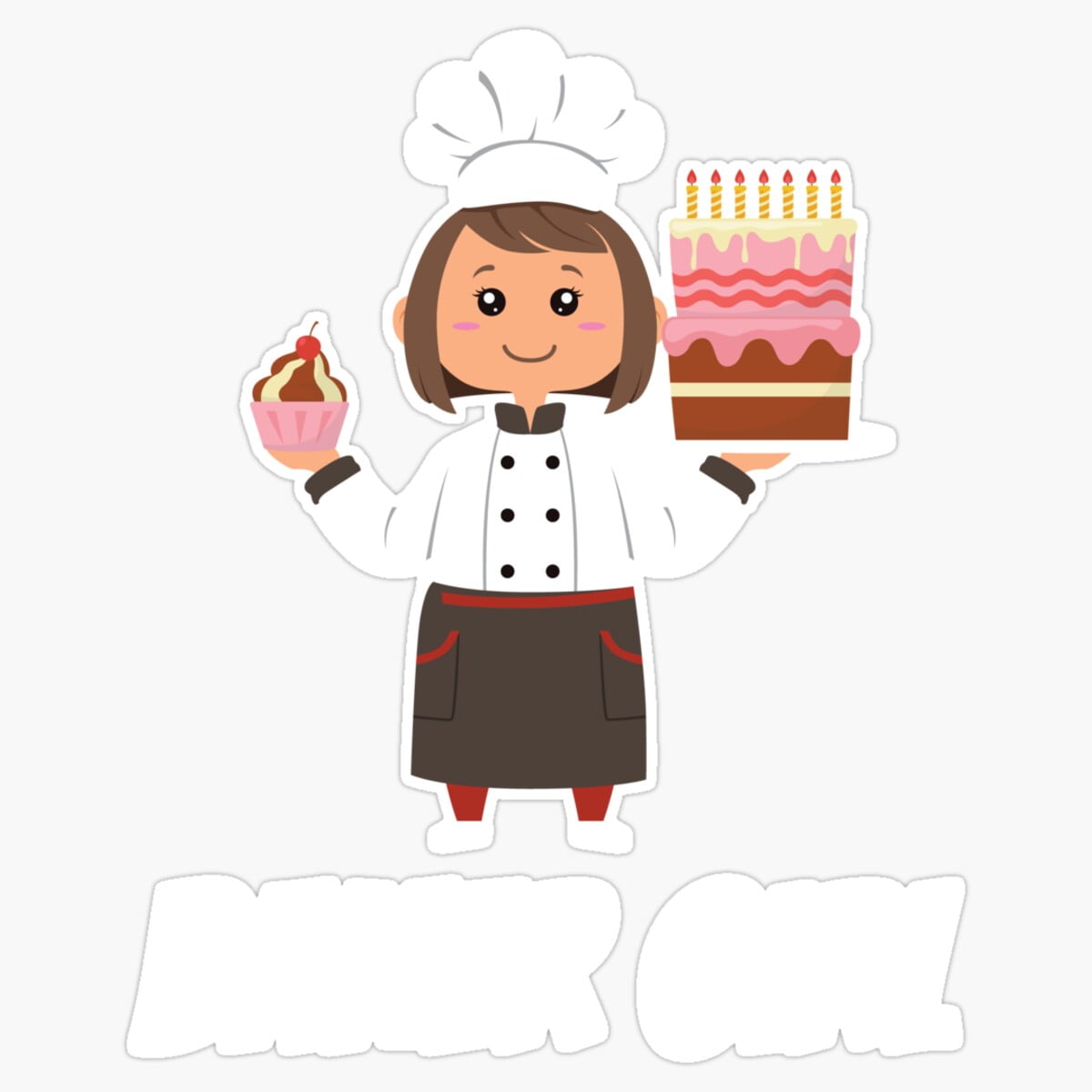 Maneki Baker Girl Cute Cartoon Baking Cake Cupcakes Gift Er, Phone ...