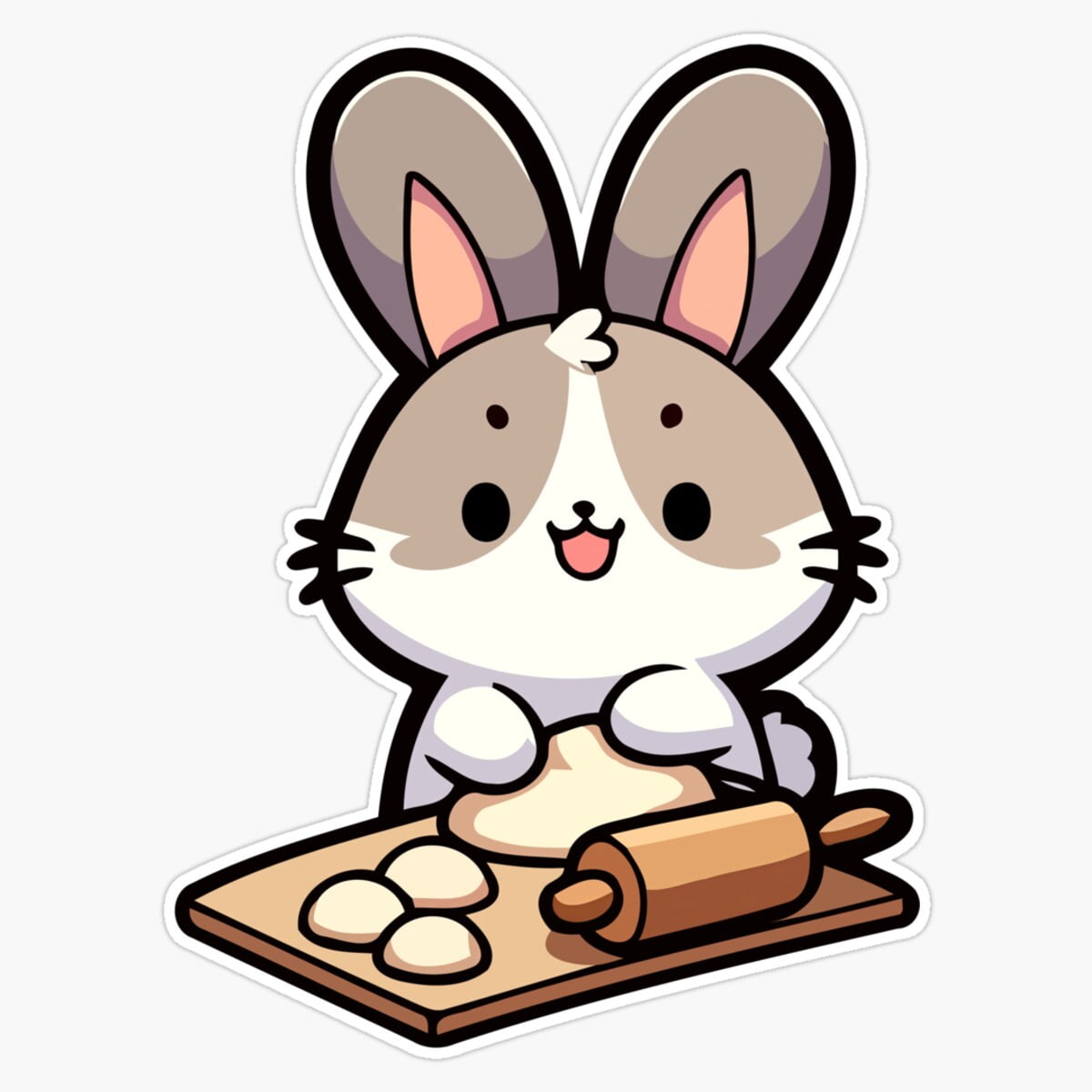 Maneki Baking Bunny - Adorable Rabbit Making Cookies Er, Phone Decal ...