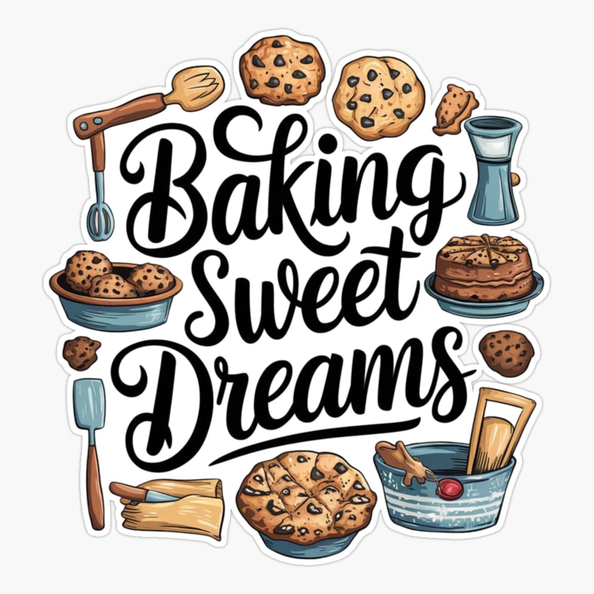 Maneki Baking Sweet Dreams Sticker, Phone Decal Water Bottle Stickers ...