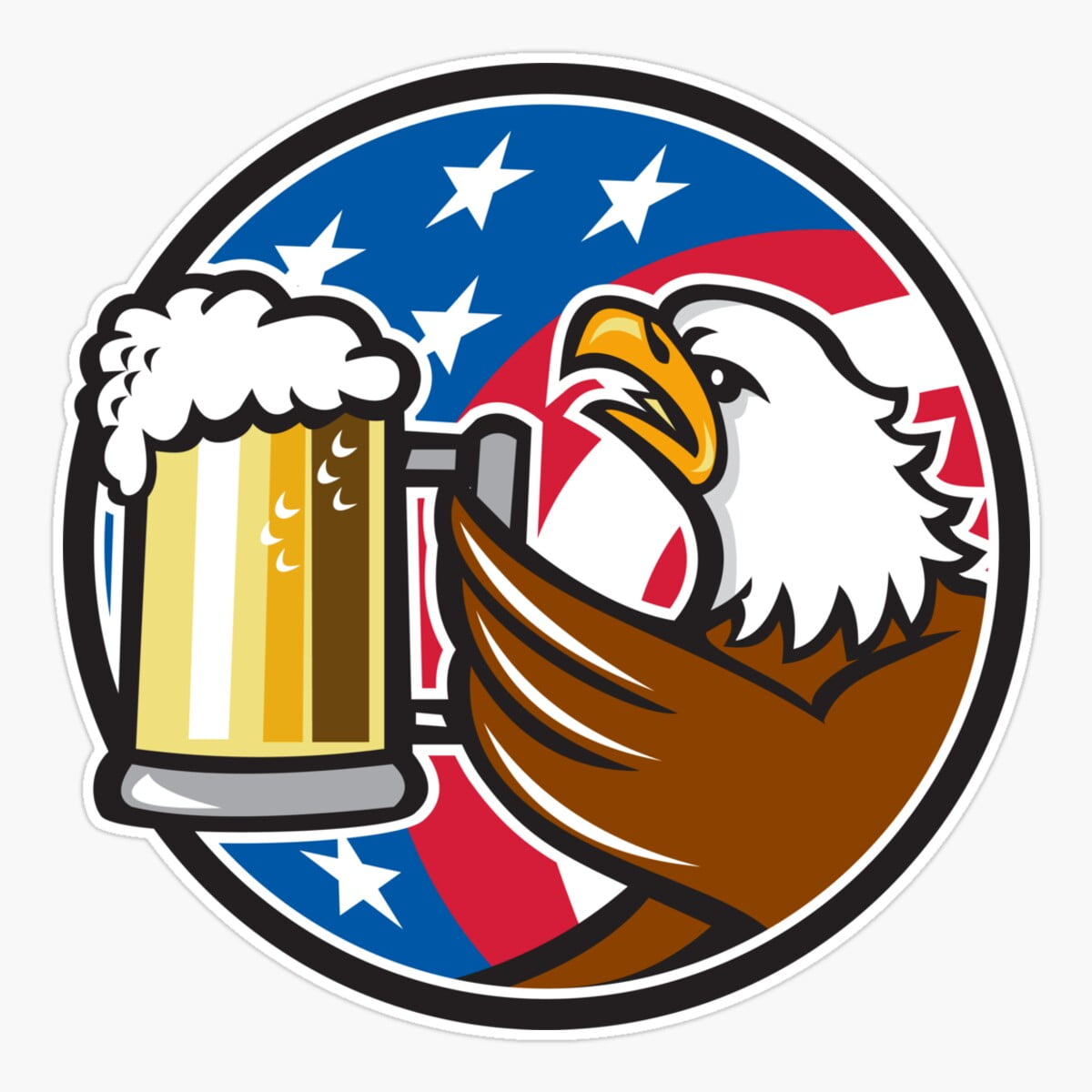 Maneki Bald Eagle Hoisting Beer Stein Usa Flag Circle Retro Er, Phone ...