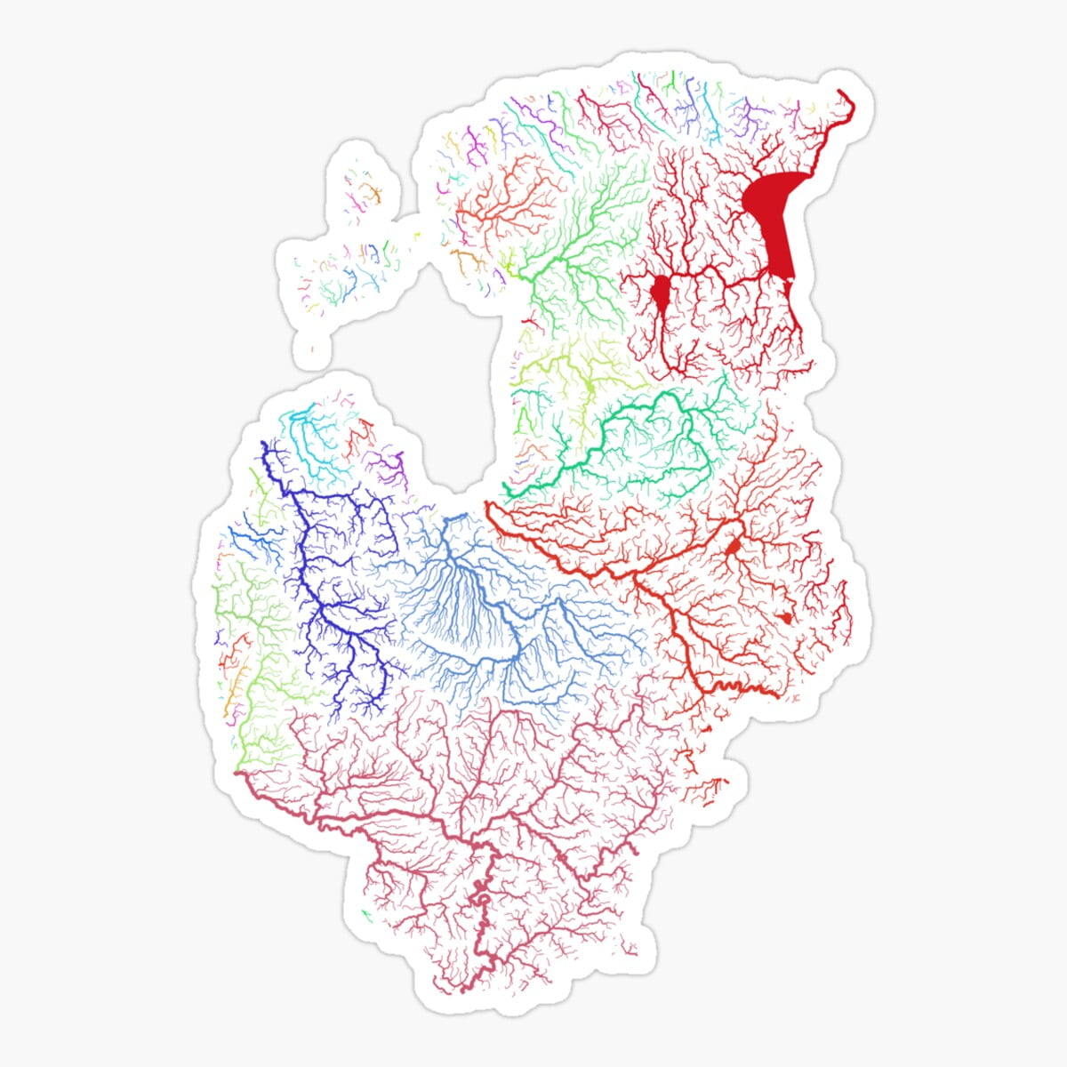 Maneki Baltic States River Basin Map In Rainbow Colours With White ...