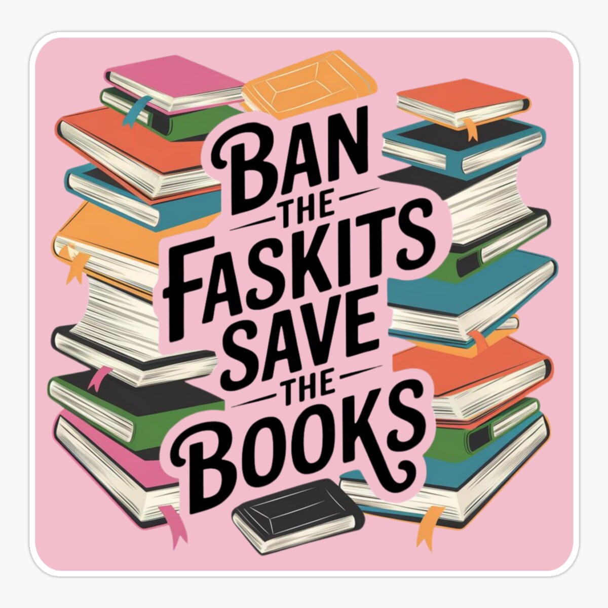 Maneki Ban The Ascists Save The Books Sticker, Phone Decal Water Bottle ...