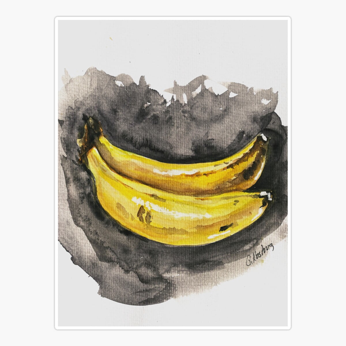 Maneki Bananas Watercolor Design Print Sticker, Phone Decal Water ...