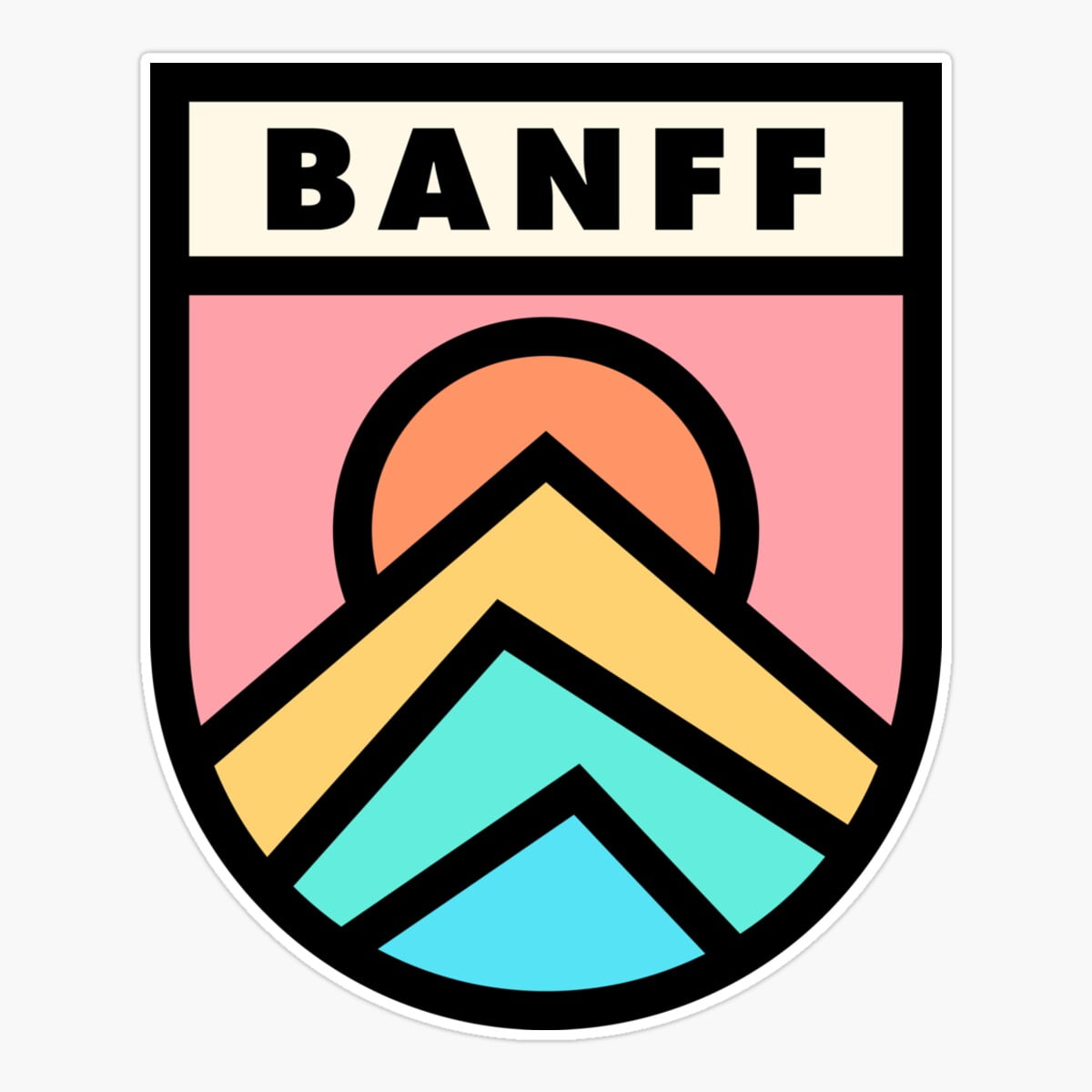 Maneki Banff Retro Badge Black Lines Er, Phone Decal Water Bottle ...