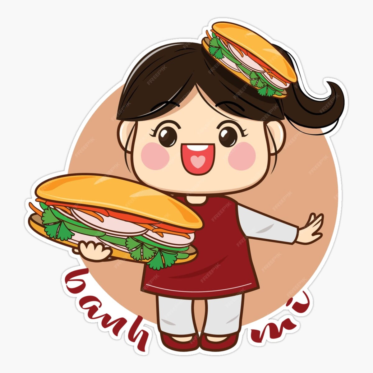 Maneki Banh Mi Sticker, Phone Decal Water Bottle Stickers Car Decals ...