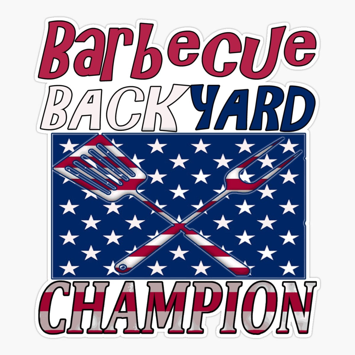 Maneki Barbecue Backyard Champion Usa Sticker, Phone Decal Water Bottle ...