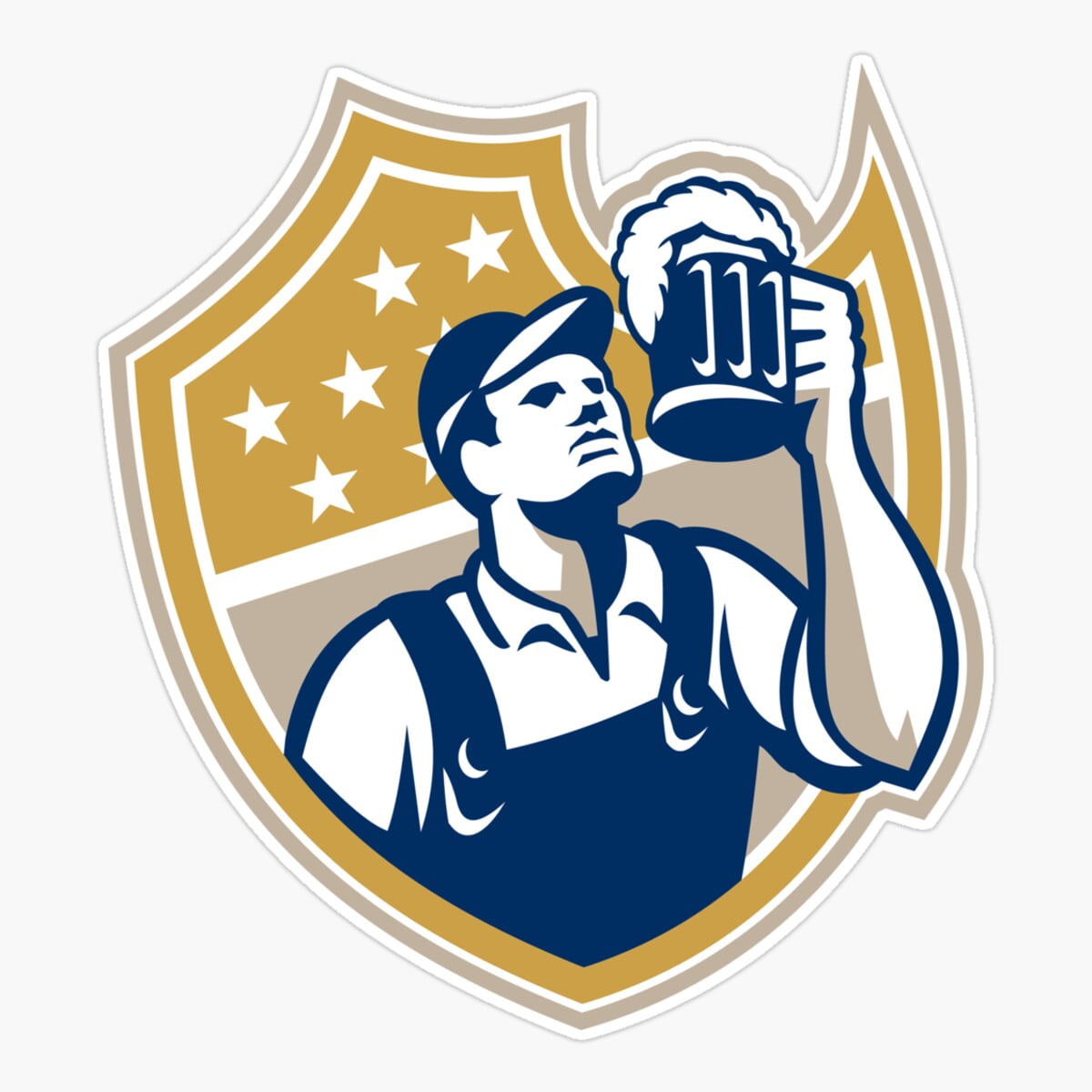 Maneki Barman Bartender Beer Mug Retro Er, Phone Decal Water Bottle ...