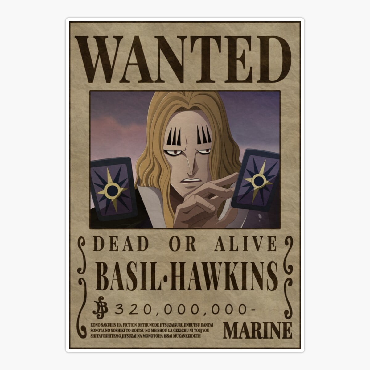 Maneki Basil Hawkins Wanted Poster One Piece Er, Phone Decal Water ...