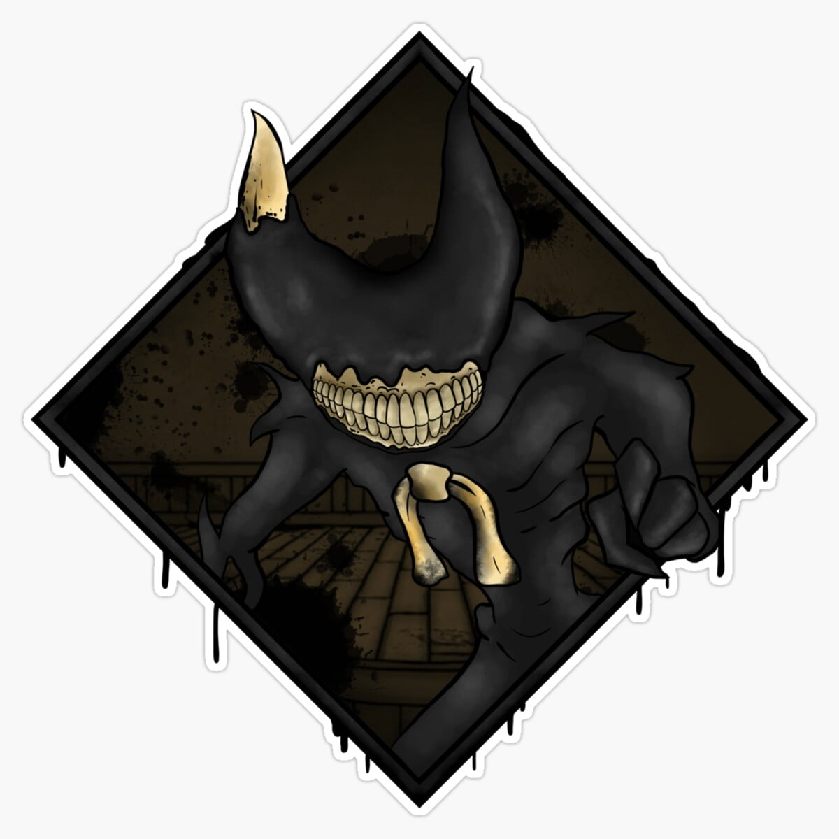 Maneki Batim Batdr Bendy New Ink Demon Art Er, Phone Decal Water Bottle ...