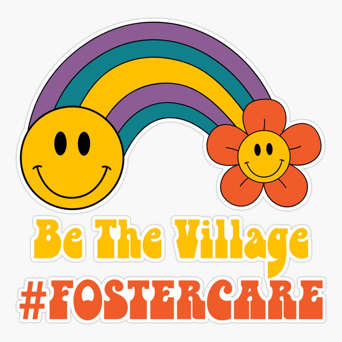Maneki Be The Village Foster Care Foster Family Retro Rainbow Er, Phone ...