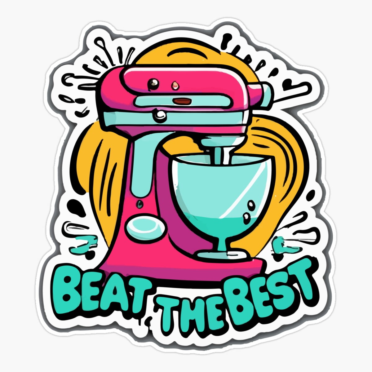 Maneki Beat The Best - Cartoon Mixer With Dynamic Splashes Sticker ...