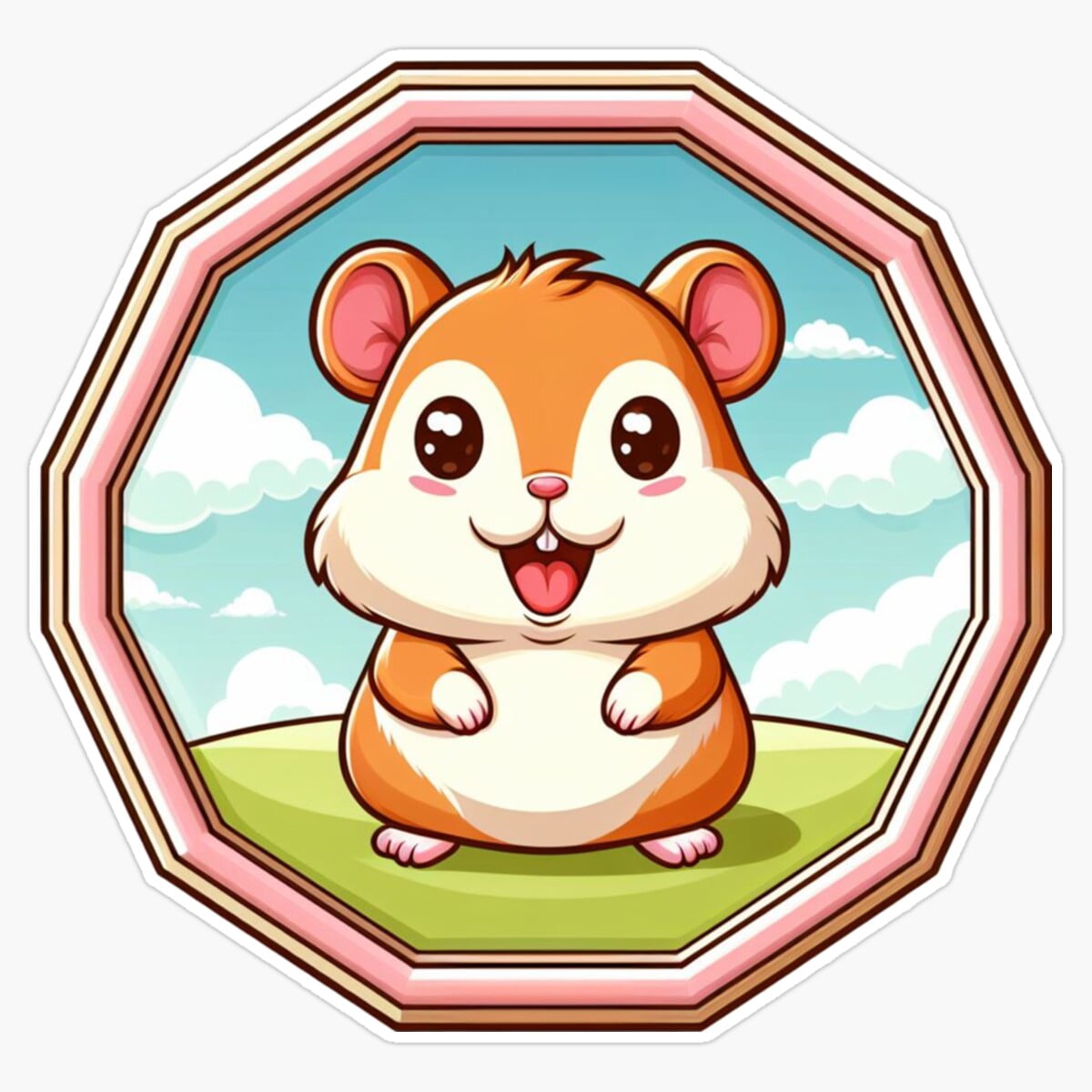 Maneki Beautiful Day Happy Hamster Cartoon Illustration Drawing Er ...