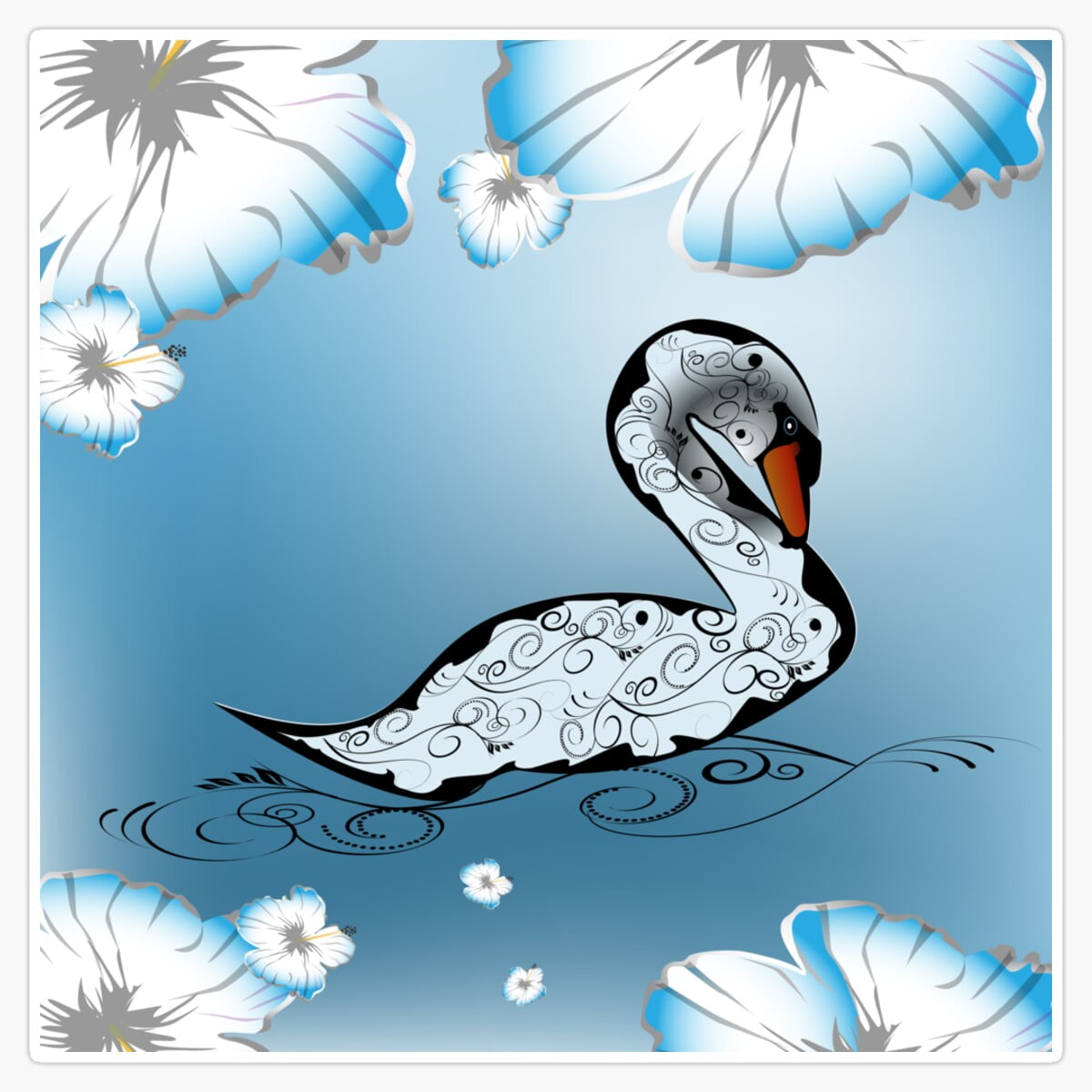 Maneki Beautiful Swan Er, Phone Decal Water Bottle Stickers Car Decals ...