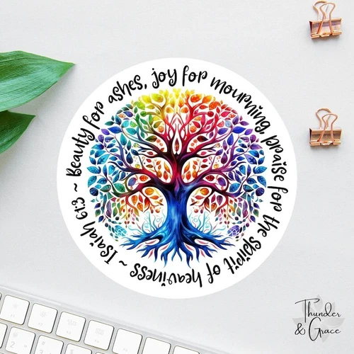 Maneki Beauty For Ashes Sticker, Isaiah 61 3, Affirmation Stickers ...