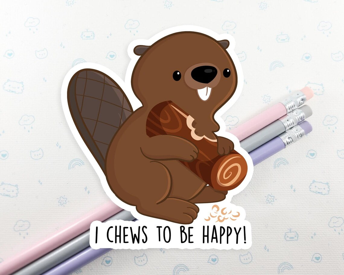 Maneki Beaver Pun Er, Vinyl Ers, Laptop Decal, Cute Beaver Gift, Gift For Her, Cute Er, Beaver ...