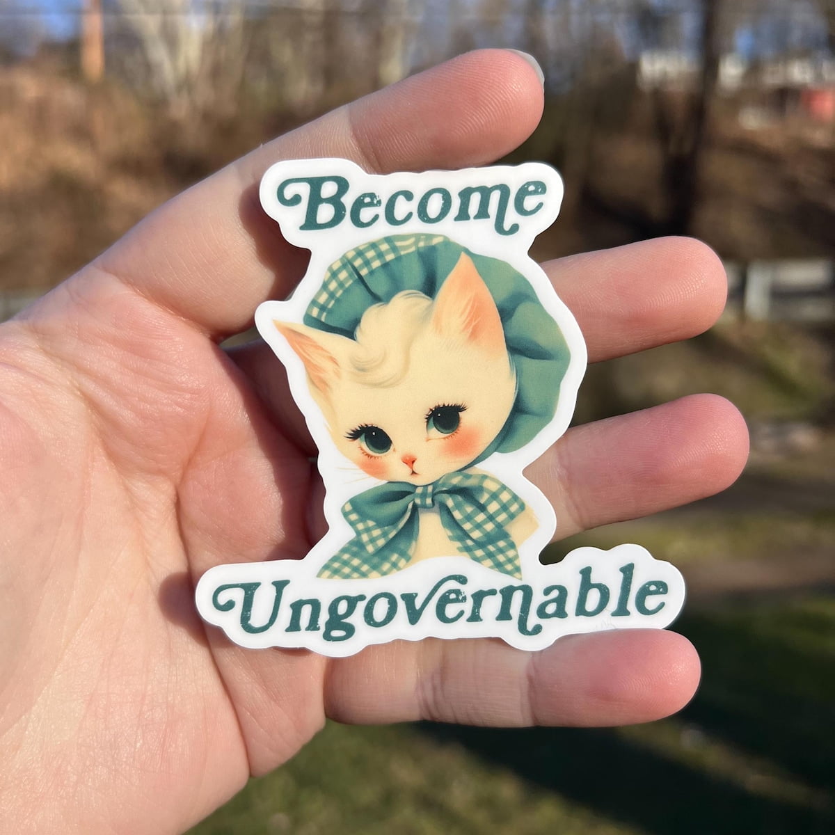 Maneki Become Ungovernable Sticker, Funny Cat Sticker, , Sticker Gift ...