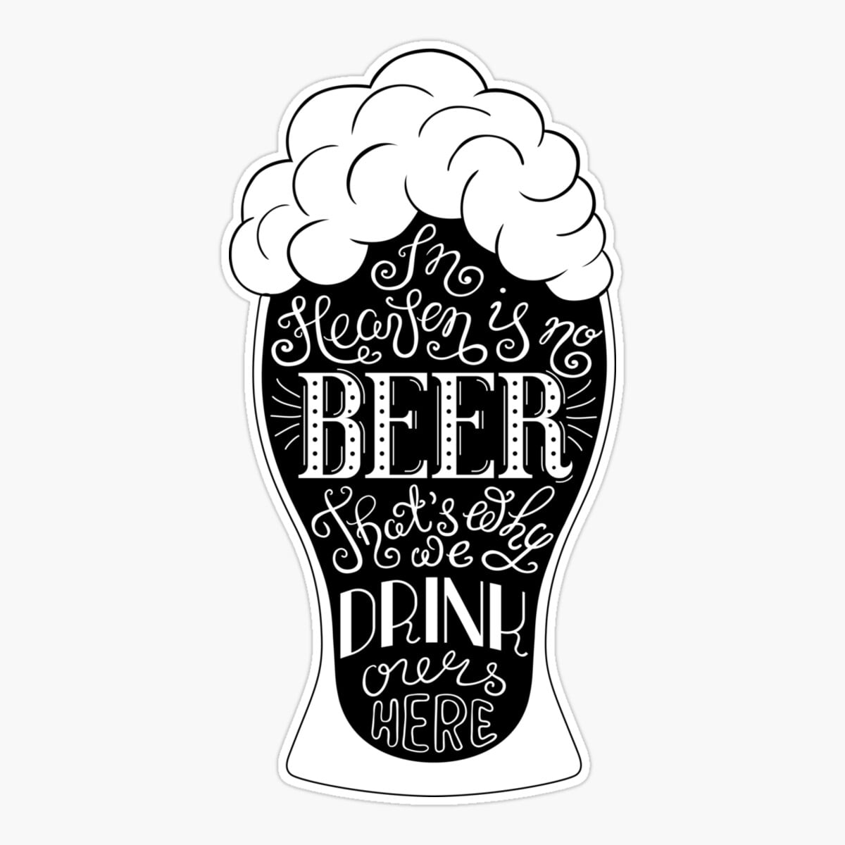 Maneki Beer Gl Doodle With Lettering Irish Proverb In Heaven Is No Beer ...