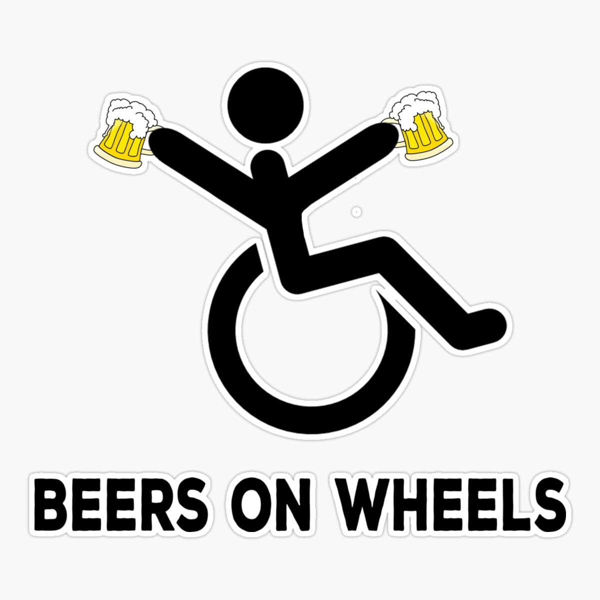 Maneki Beers On Wheels - Disability Humor Er, Phone Decal Water Bottle ...
