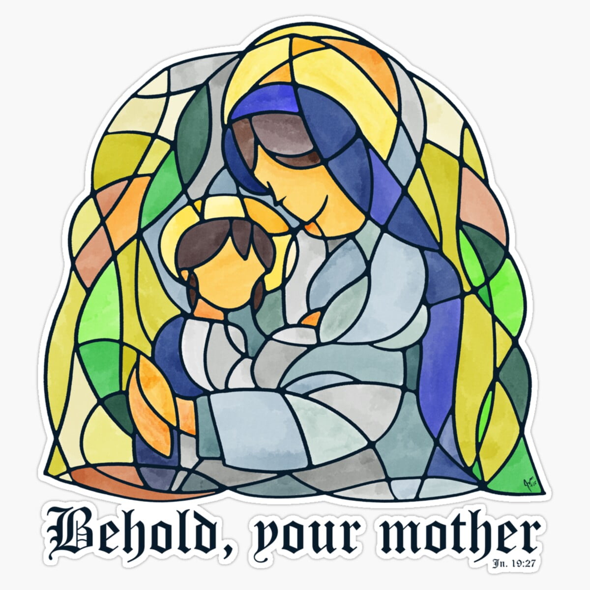 Maneki Behold Your Mother – Stained Glstyle Art Of Mary And Er, Phone ...
